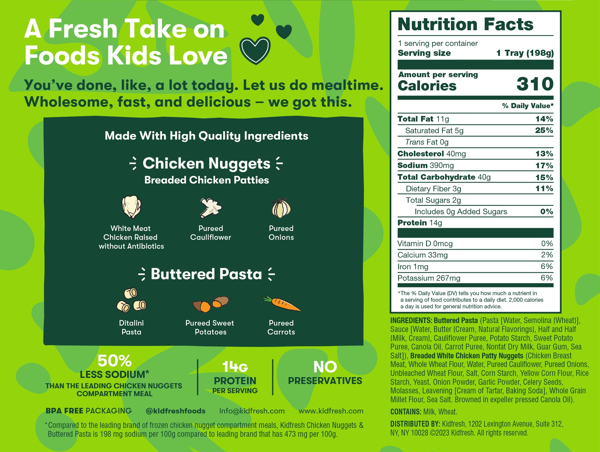 White Meat Chicken Nuggets & Buttered Pasta – Kidfresh